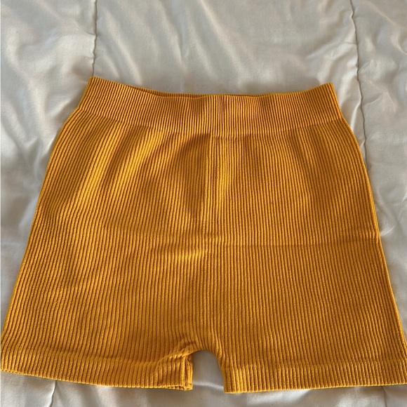 Zara | Shorts | Zara Yellow Bike Shorts Ribbed Stretchy Midthigh | Poshmark